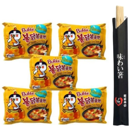 Buldak zupka ramen ser kurczak ostra Samyang zestaw x5 pałeczki GRATIS ...
